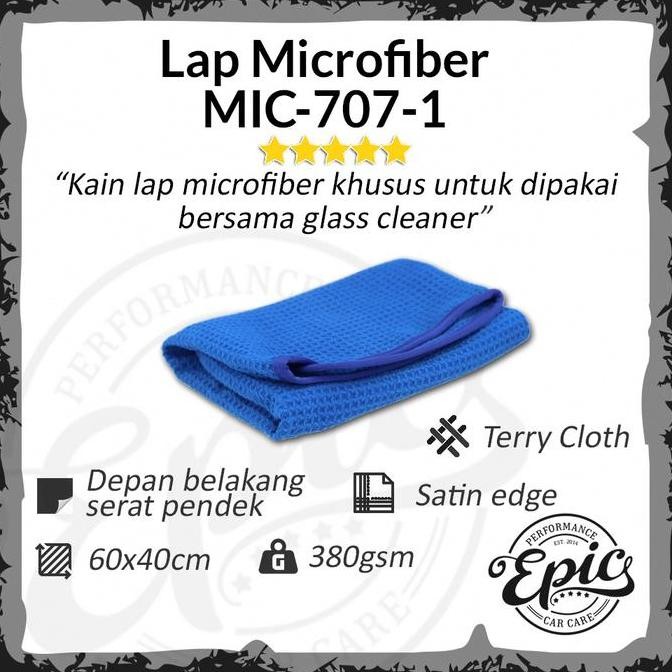 Jual Epic Mic-707-1 Lap Microfiber 70/30 Waffle Kaca Warna Biru ...