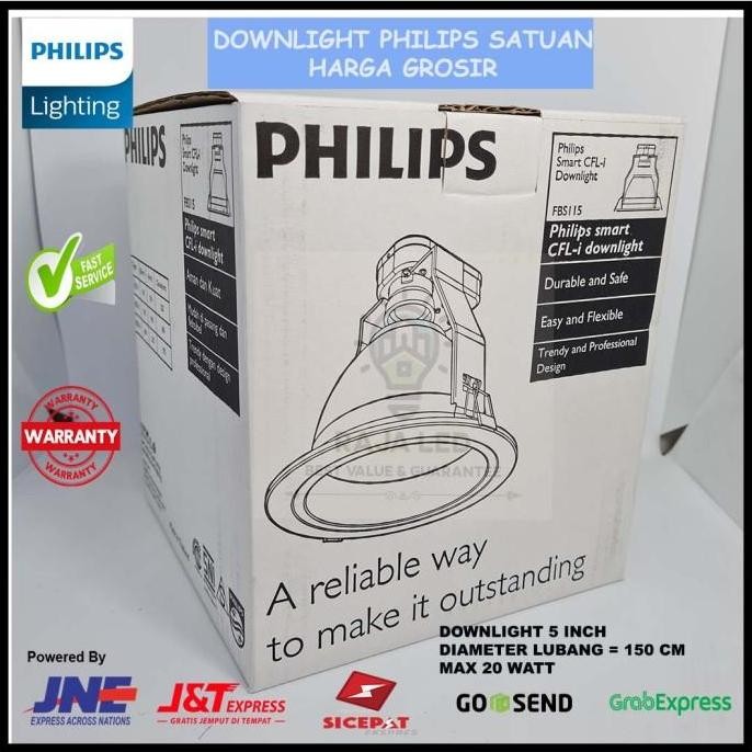 Jual Philips Kap Downlight FBS115 5 Inch E27 Putih Fitting Lampu Plafon ...