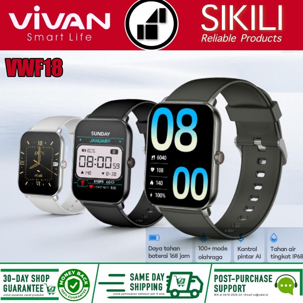 Jual VIVAN Smart Watch VWF18 | Waterproof IP68 | 100+ Sports Mode ...