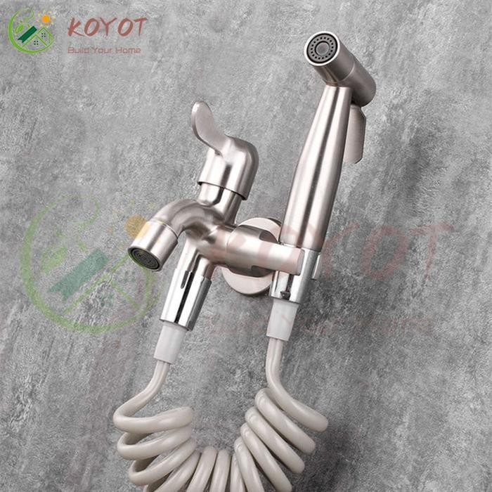 Jual Koyot Kran Cabang Sus 304 Dan Jet Shower Toilet Hitam Matte 1/2 ...