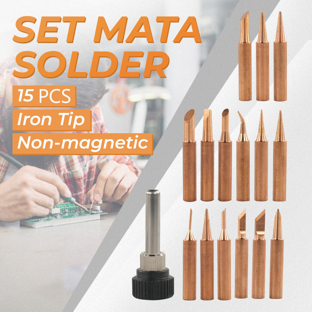 Jual Taffware Set Mata Solder Iron Tip Nonmagnetic 15 PCS for Hakko 936 - 556 Original 99 Square ...