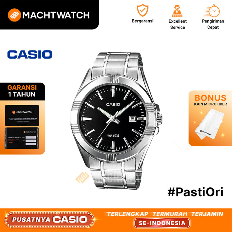 Jual Jam Tangan Pria Casio Standard MTP-1308D-1AVDF MTP1308 MTP-1308D Black Dial Stainless Steel ...