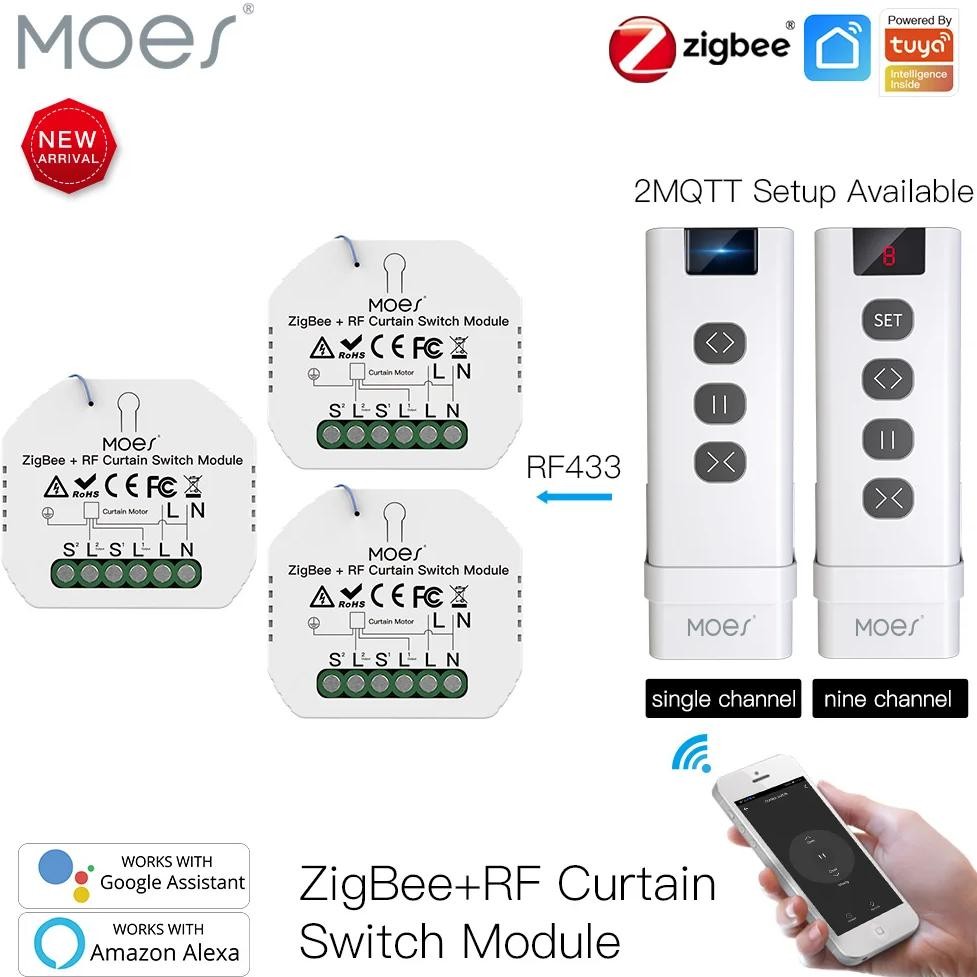 Jual Moes Zigbee Smart Rf433 Curtain Switch Module For Motorized Roller ...