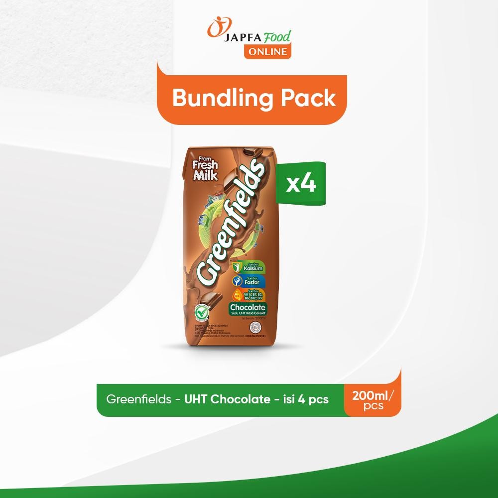 Jual Greenfields Susu UHT Chocolate 200ml - Isi 4 pcs - 100% Fresh Milk ...