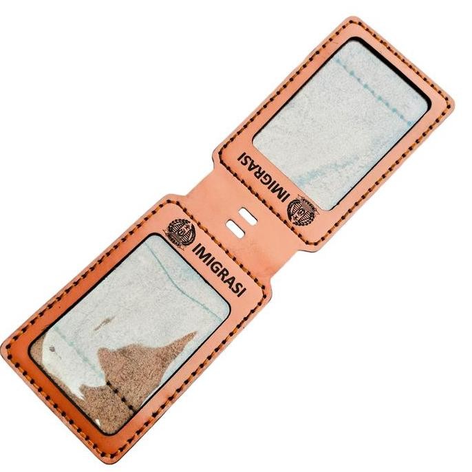 Jual Id Card Holder Kulit 2 Sisi Name Tag Lanyard Free Nama Logo Foto ...