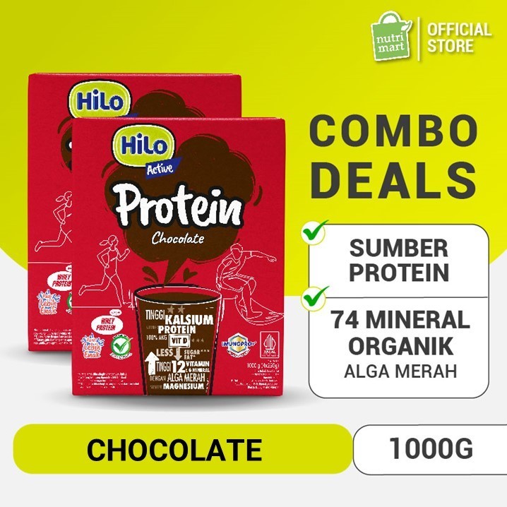 Jual Twin Pack - HiLo Active Chocolate 1000 gram dengan Alga merah ...