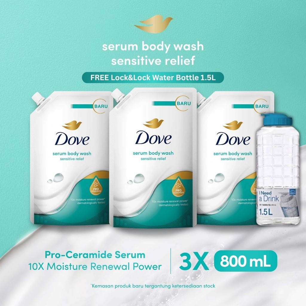 Jual Buy 3 Dove Serum Body Wash Pro-Ceramide - Sensitive Relief 800ml ...