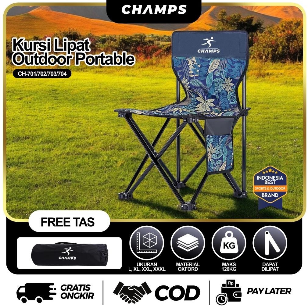 Jual CHAMPS Kursi Lipat Flora Outdoor Portable Ringan | Foldable ...