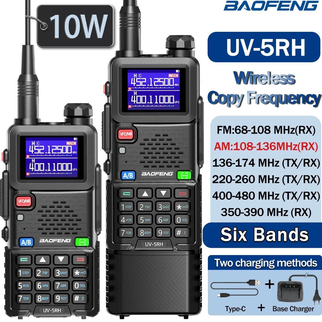 Jual Baofeng Uv 5Rh 10W Air Band Walkie Talkie Long Range Wirless Copy Frequency Two Way Ham ...