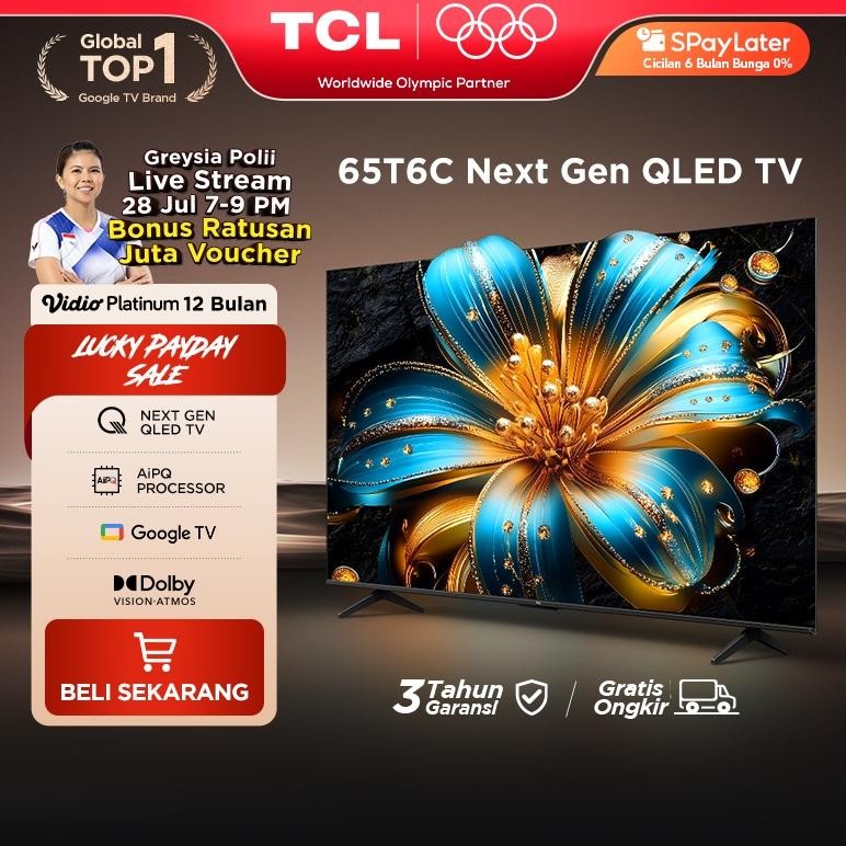 Jual TCL Next Gen QLED 65 inch T6C - 4K Google TV - HVA Panel - HDR 10+ - Dolby Vision & Atmos ...
