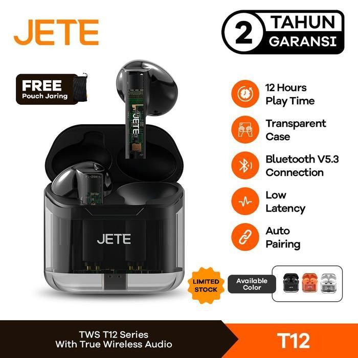 Jual Jete T12 Transparent Case Tws Earbuds Earphone Bluetooth 5.3 ...