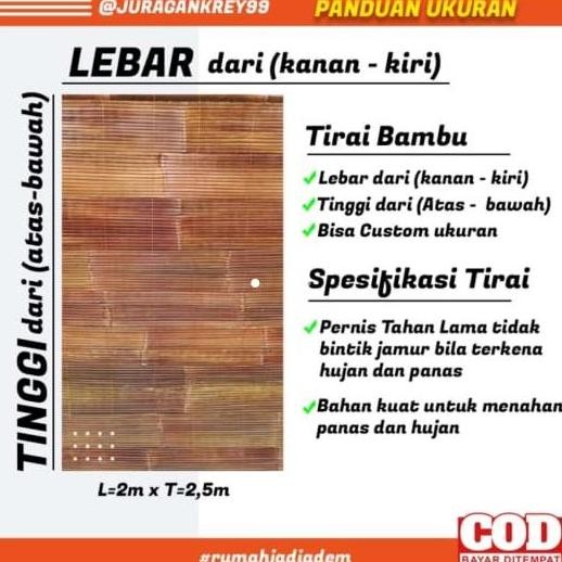 Jual Tirai Bambu Gulung Asli Ada Ruas Bambu Bilah Tebal Premium Krey ...