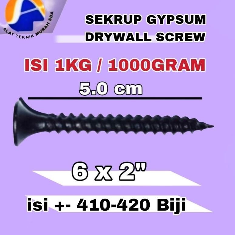 Jual 1Kotak 1000gr Sekrup Skrup Gypsum Drywall Screw (3/4") (1") (1 1/4 ...