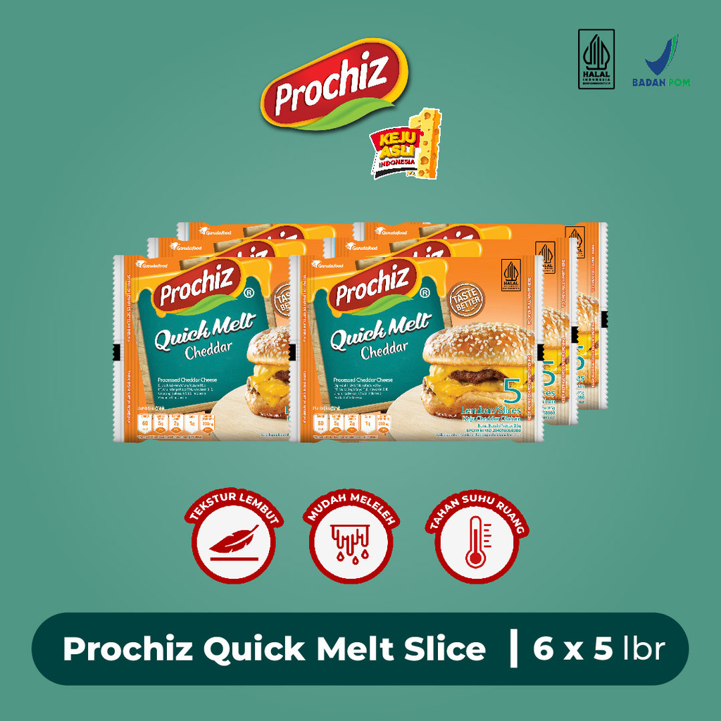 Jual Keju PROCHIZ Quick Melt Slice 5’s x 6 | Shopee Indonesia