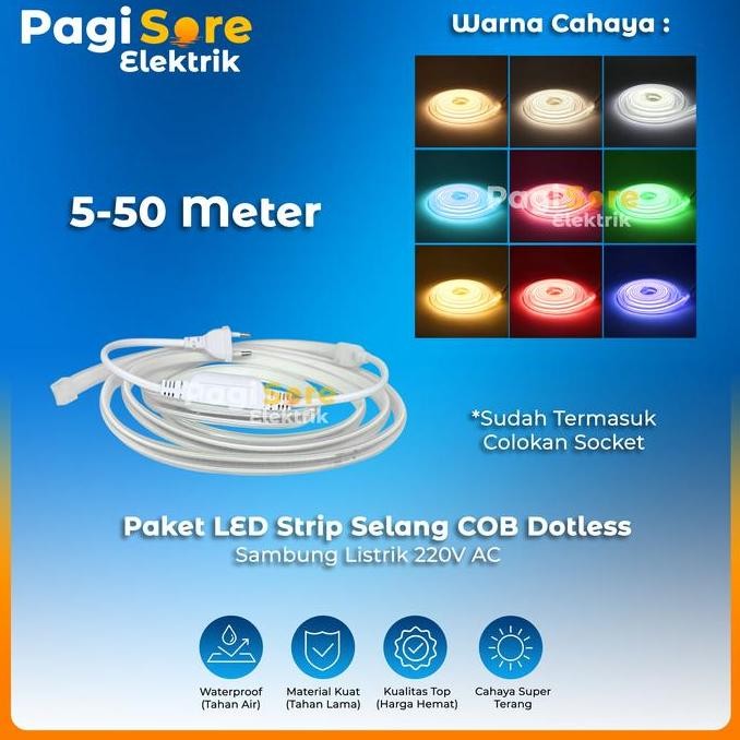 Jual Siap Pakai Tinggal Colok! Lampu Led Strip Cob 220V Dotless Super ...