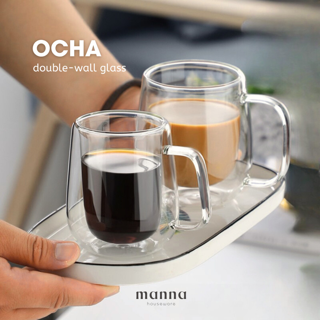 Jual MANNA Ocha - Gelas Kopi Double-Wall 250mL 350mL Anti Panas ...