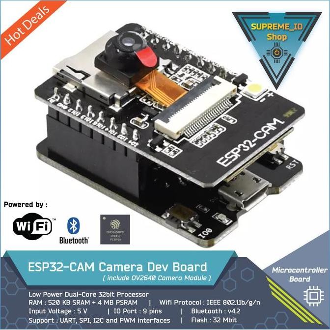 Jual Esp32-Cam + Ov2640 Camera + Esp-32 Dev Board Wifi Bluetooth Ch340 ...