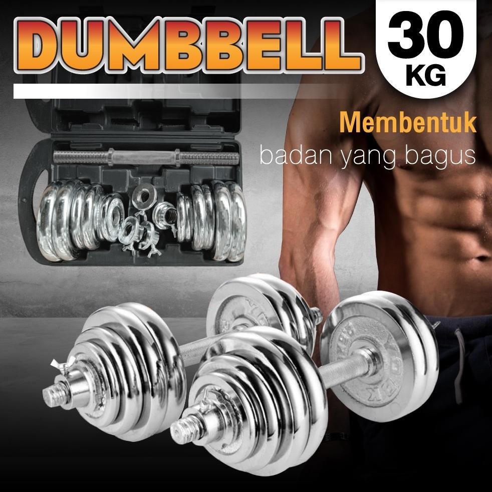 Jual Premium Dumbbell Set 30Kg Chrome Alat Olahraga Angkat Besi Chrome ...
