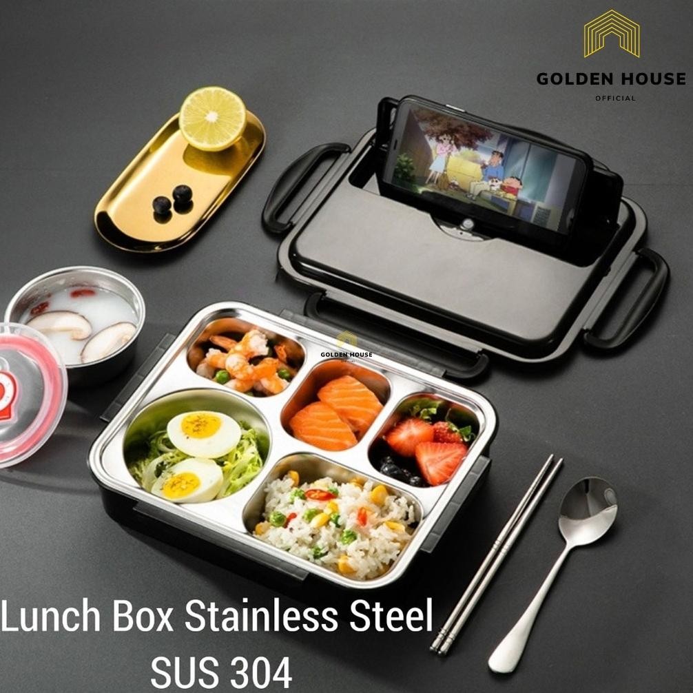 Jual Ideame Lunch Box Kotak Makan 3 Sekat 4 Sekat Dan 5 Sekat Stainless ...