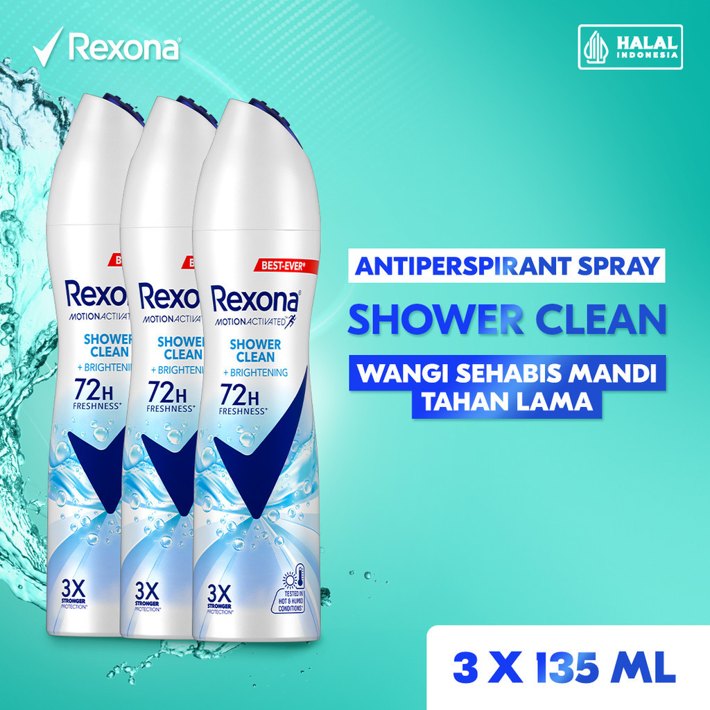 Jual Rexona Antiperspirant DEODORANT SPRAY Shower Clean 135ml ...