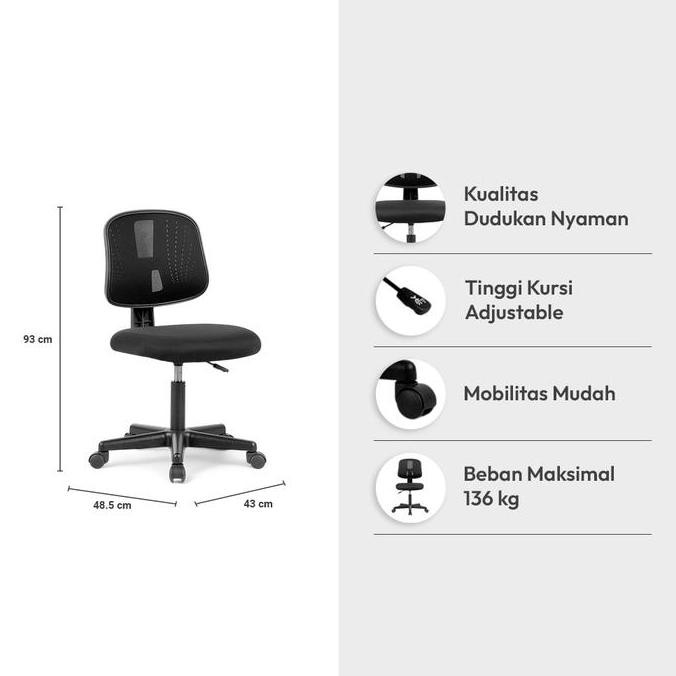 Jual Informa Luana Kursi Kantor Sandaran Rendah - Hitam Tempat Duduk ...