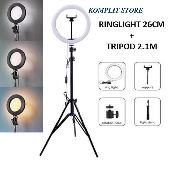 Jual Ring Light 26Cm + Tripod 2.1 Meter 20Cm 33Cm Bersama Tripod 2,1M Tiktoker Wajib Punya Harga ...