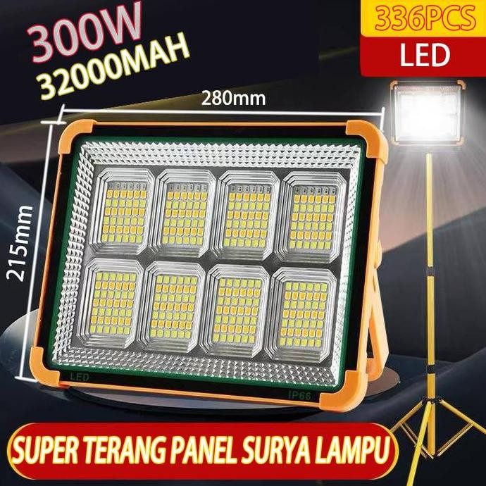 Jual Lampu 300W sorot luar ruangan tenaga tinggi tenaga surya baterai lithium penerangan darurat ...
