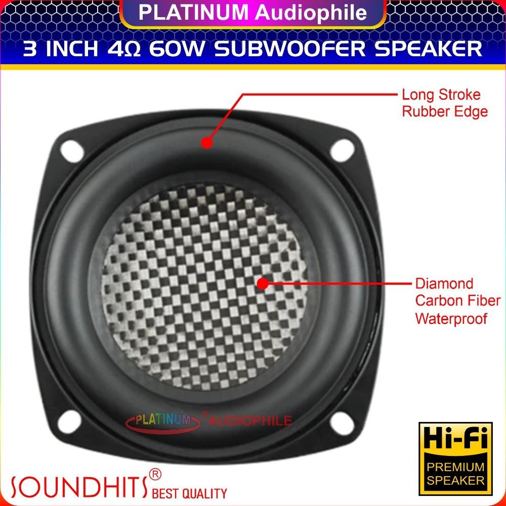 Jual Speaker Subwoofer 3 inch Speker Woofer Bass 3" 4 ohm 60W Diamond ...