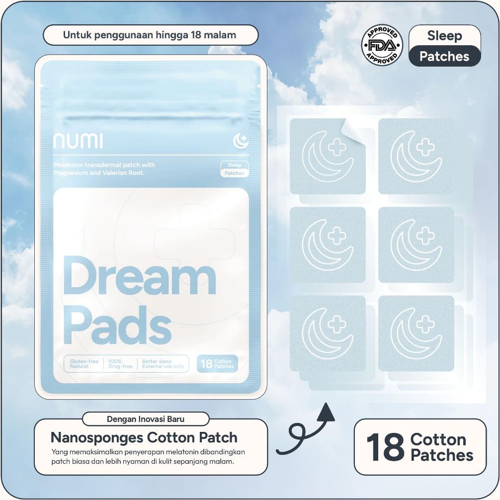 Jual Numi Dream Pads - Melatonin Cotton Sleep Patch - 18 Pcs - Bantu ...