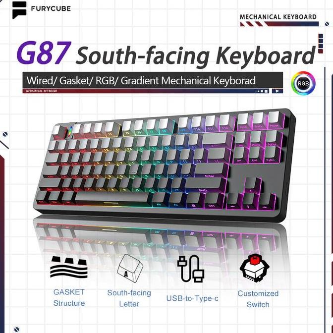 Jual FURYCUBE G87 Keyboard Mekanik Gaming 87 Tombol Struktur Gasket ...