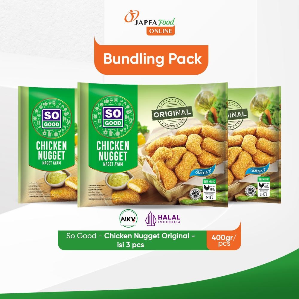 Jual So Good Chicken Nugget / Naget Ayam Original 400gr - Isi 3 pack ...