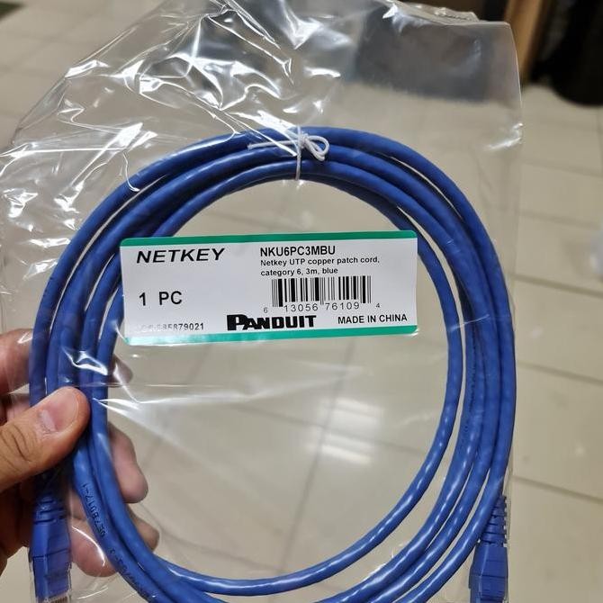 Jual Panduit patch cord cat 6 3Meter blue NKU6PC3MBU original kemasan ...