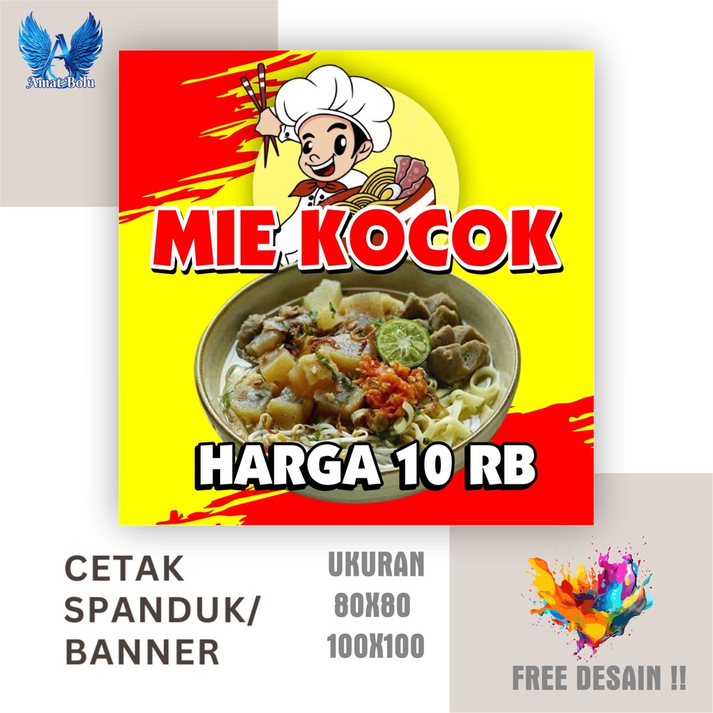 Jual Cetak Spanduk Cetak Banner MIE KOCOK Costom Desain | Shopee Indonesia