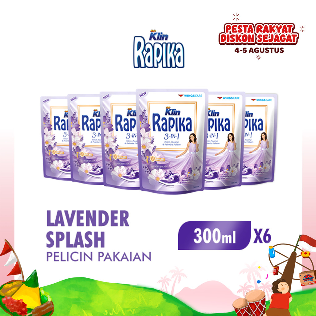 Jual Rapika Pewangi Pakaian Ungu Lavender Splash Pouch 300 ml x6 ...