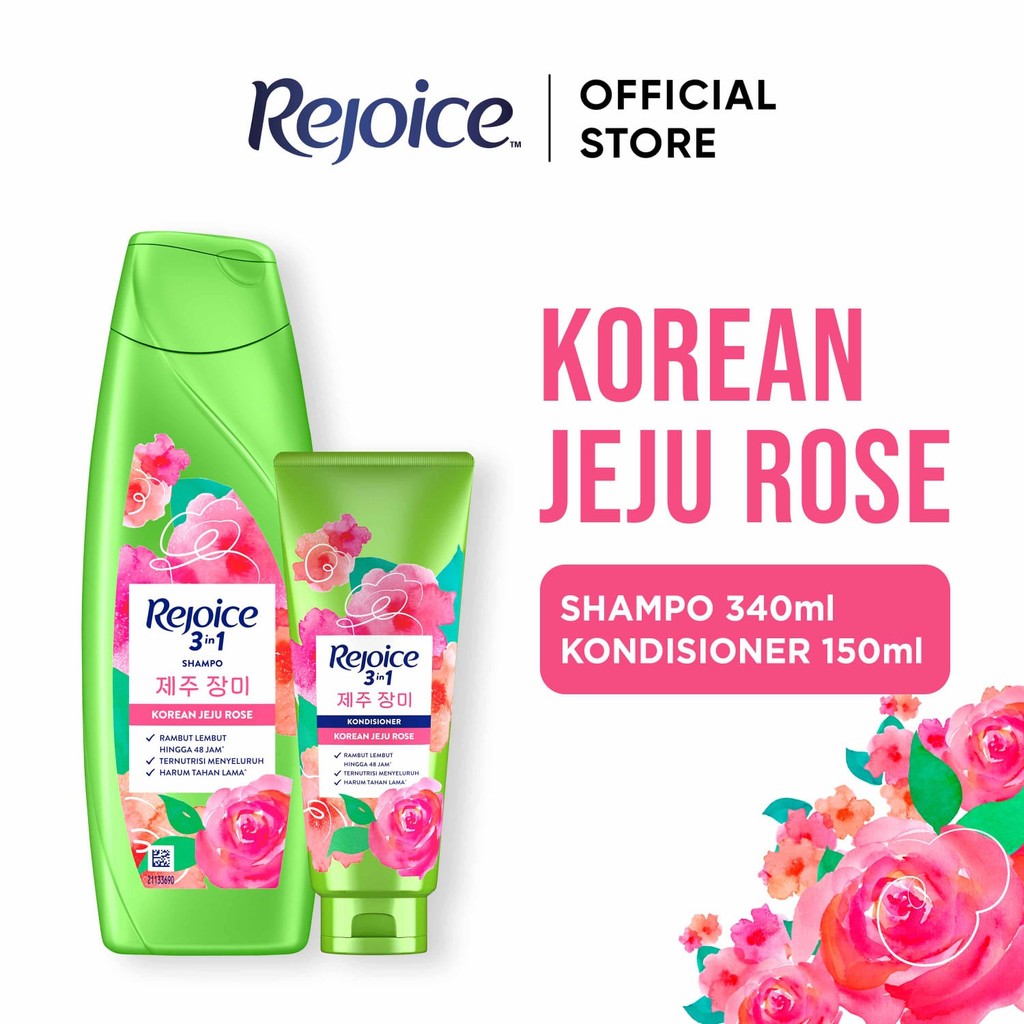 Jual Rejoice Jeju Rose Shampoo & Conditioner Halus Lembut Perawatan Rambut 340ml + Conditioner ...
