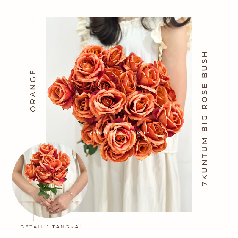 Jual 7 KUNTUM BIG ROSE BUSH Bunga Mawar x7 Rose Paris Kombinasi x10 Bunga Artificial / Bunga ...