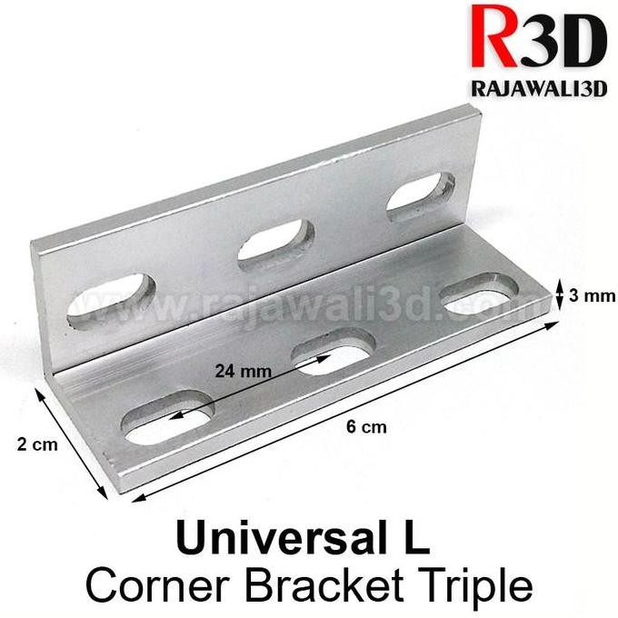 Jual Universal L Corner Bracket 90 Degree 20x20mm Triple Aluminium 3mm ...
