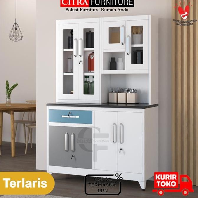 Jual NEW [ SHUMO ] Lemari Dapur 3 Pintu Minimalis Besi | Kabinet Rak ...