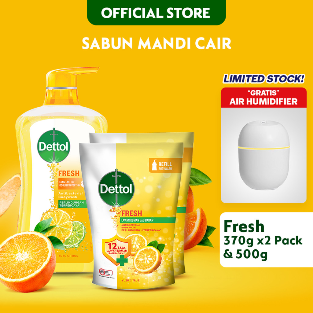 Jual [PAKET ISI 3] Dettol Sabun Mandi Cair Fresh 500gr + Fresh 370gr x2 ...