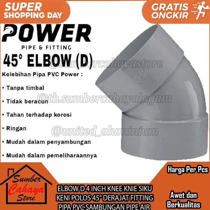 Jual Baru ELBOW D 45 DERAJAT 4" INCH POWER KNEE KNIE SIKU KENI POLOS ...