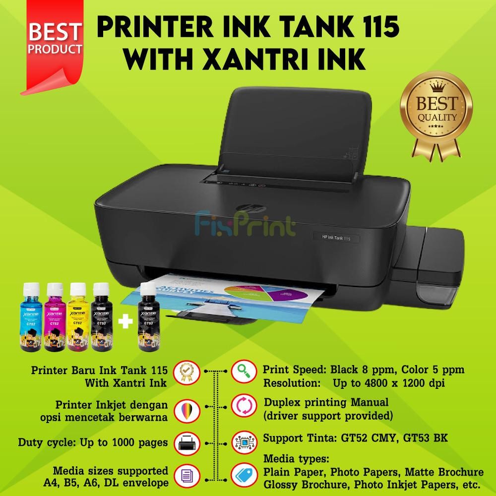 Jual Printer Ink Tank Hp 115 Infus With Tinta Gt51 / Gt53 Termurah Best ...