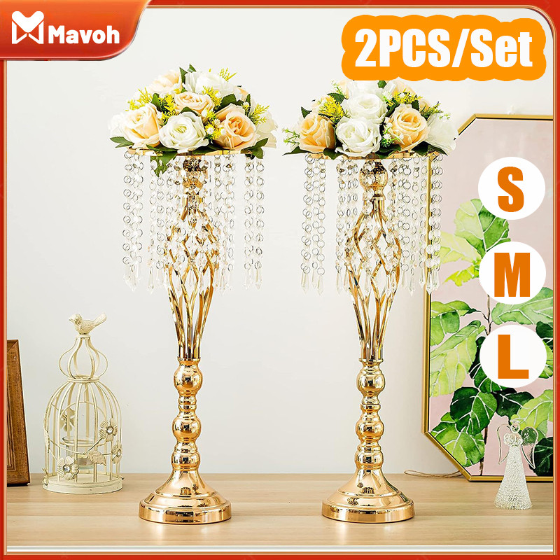 Jual 2PCS/Set Vas Bunga Crystal Stand 24 Gantungan Kristal Candle ...