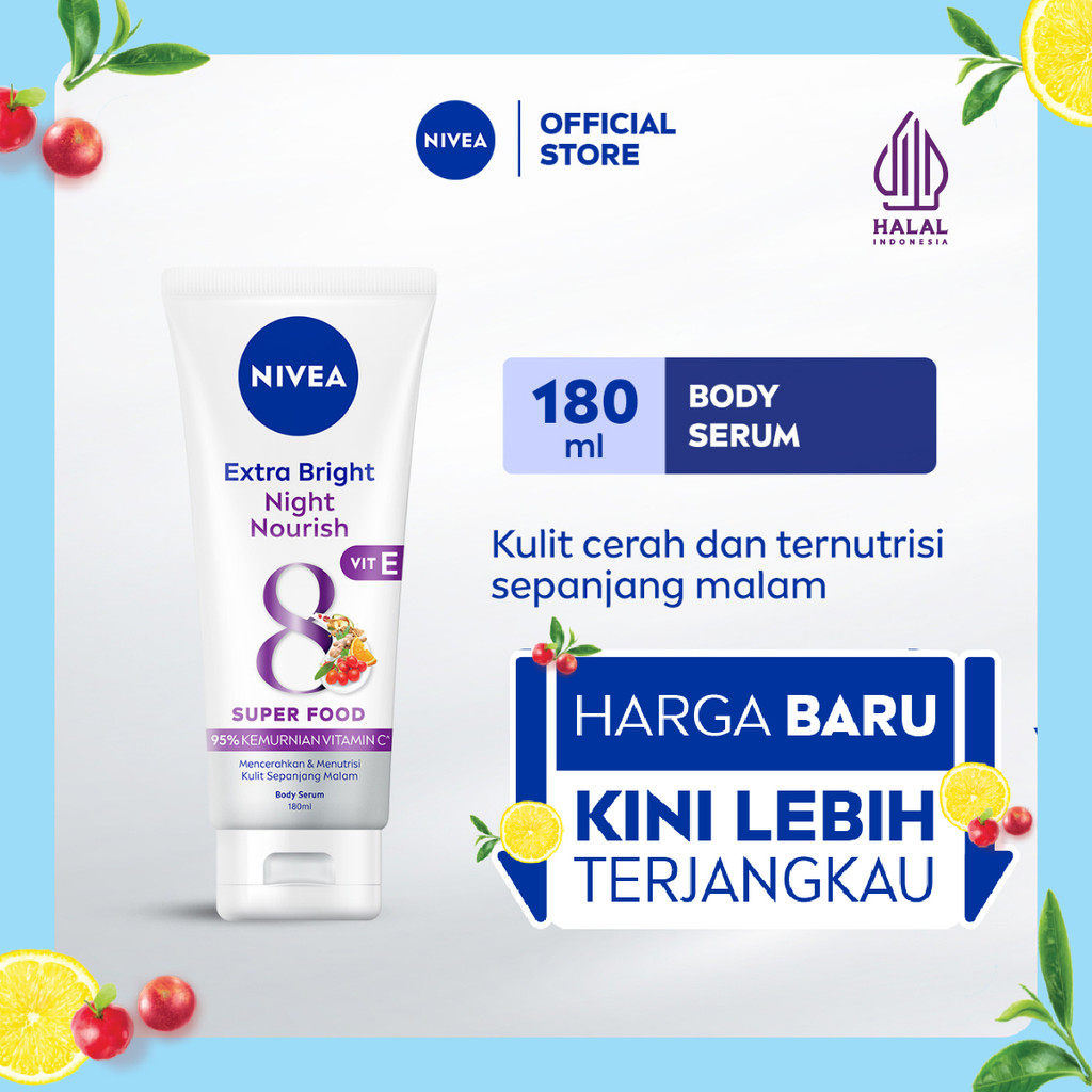 Jual NIVEA Body Serum Extra Bright Night Nourish Vit E 180ml - Hand ...