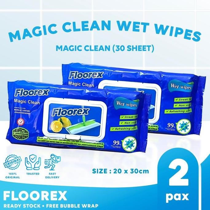 Jual FLOOREX MAGIC cLEAN Wet Wiper isi 30 sheet/pack aroma Lemon beli 2 ...