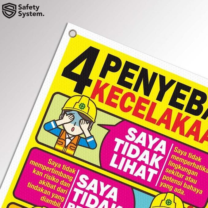 Jual ready Spanduk banner K3 safety 4 penyebab kecelakaan kerja saya ...