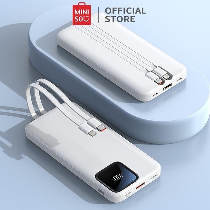Jual ASLI MINISO POWER BANK 20000MAH DISPLAY DIGITAL DUAL CABLE BUILT ...