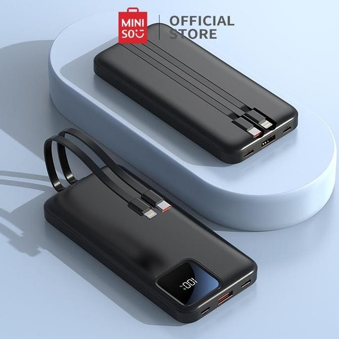 Jual ASLI MINISO POWER BANK 20000MAH DISPLAY DIGITAL DUAL CABLE BUILT ...