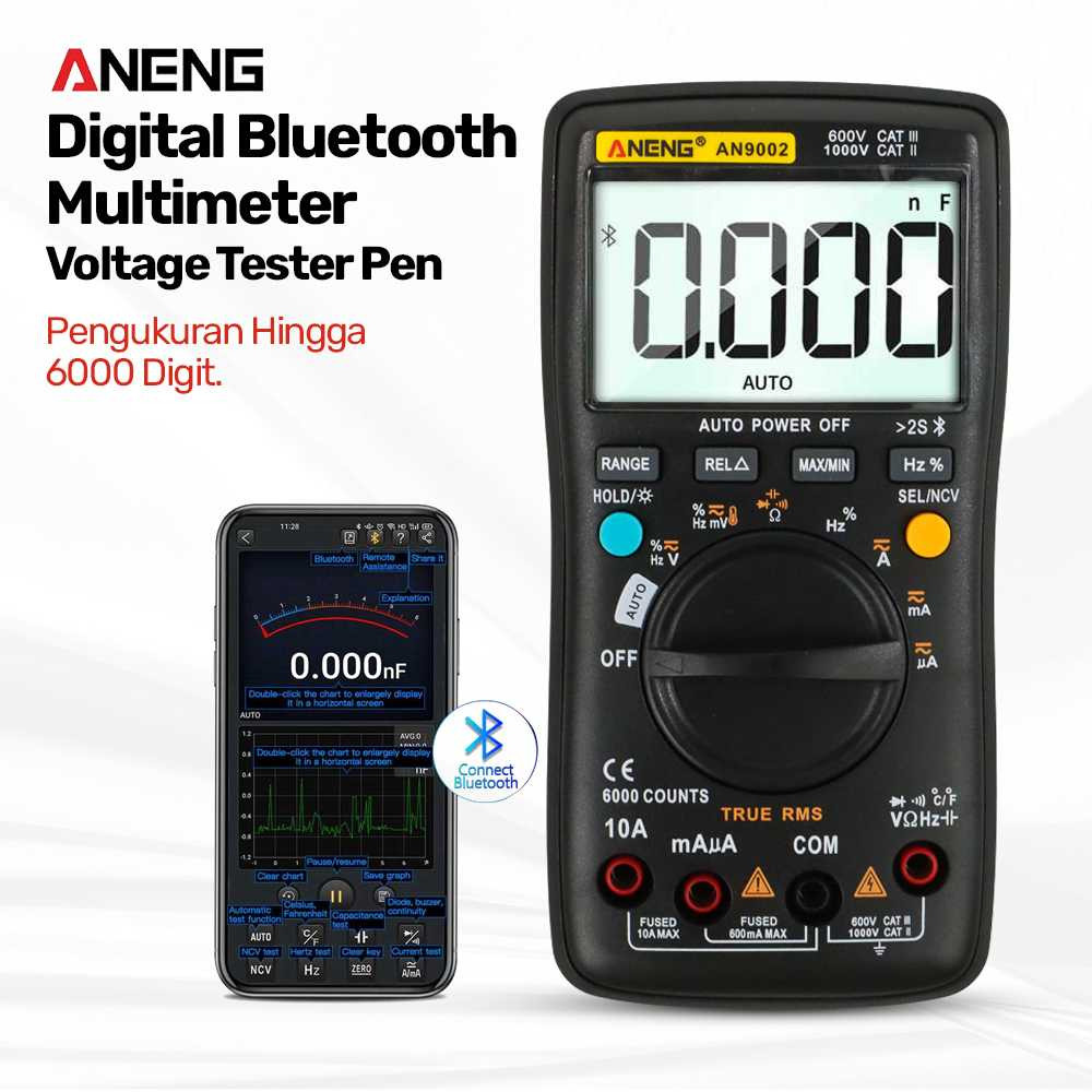 Jual ANENG Digital Bluetooth Multimeter Voltage Tester - AN9002 ...