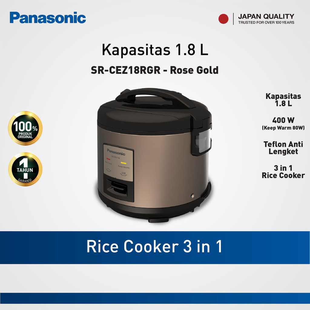 Jual Panasonic SR-CEZ18RGR Rice Cooker [1.8 L] - Rose Gold | Shopee ...