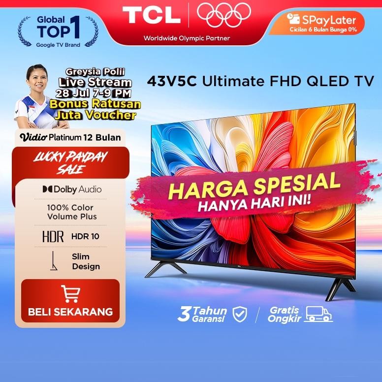 Jual TCL Ultimate QLED FHD TV 43 inch V5C - HDR 10 - Dolby Audio - Google Play/Netflix/Youtube ...